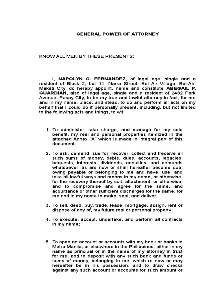 General Power of Attorney v2 | PDF | Power Of Attorney | Proxy Voting