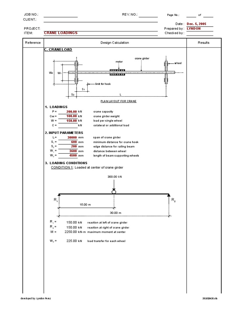 Crane Loadings Design Calculations | PDF | Crane (Machine) | Mechanical ...
