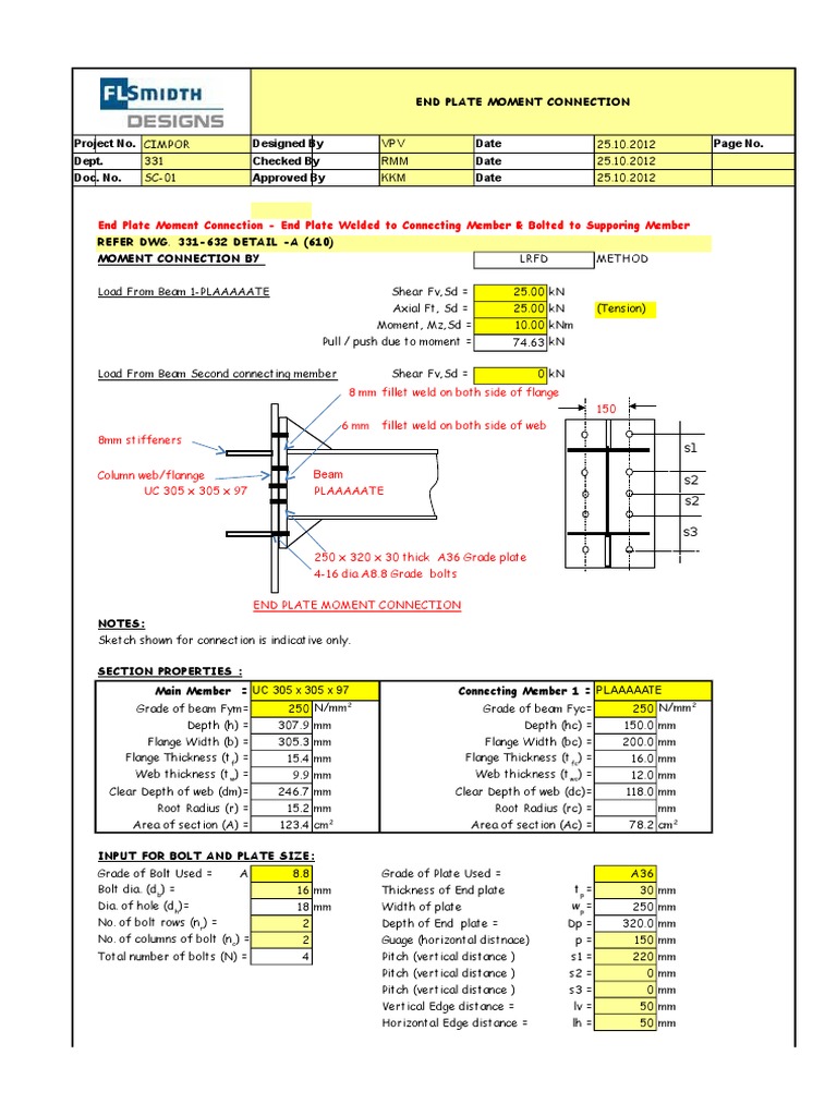 End Plate Beam To Column Moment Connection | PDF | Screw | Beam (Structure)