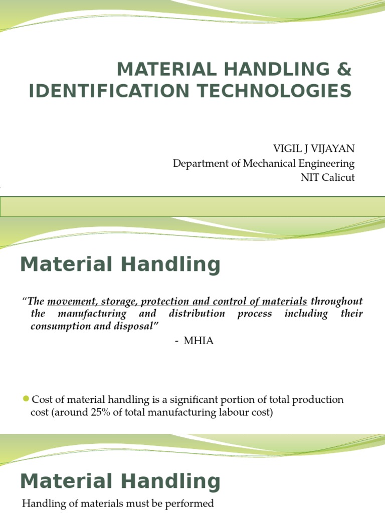 Material Handling & Identification Technologies | PDF | Barcode | Warehouse