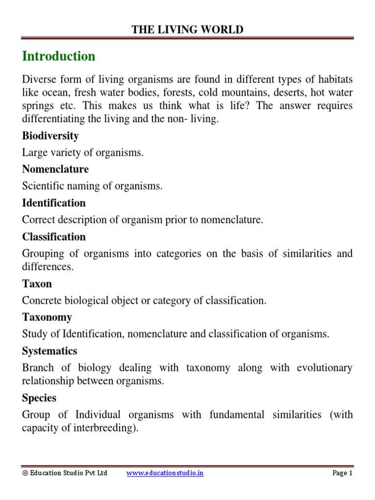 The Living World | Download Free PDF | Taxonomy (Biology) | Species