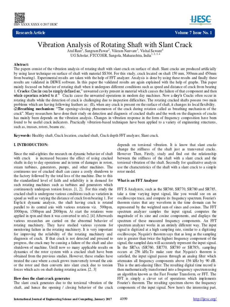 Vibration Analysis of Rotating Shaft With Slant Crak PDF | Download Free PDF | Sampling (Signal ...