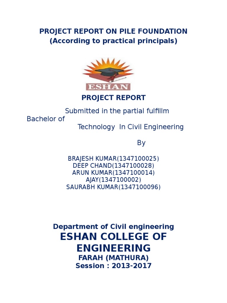 Eshan College of Engineering: Project Report On Pile Foundation ...