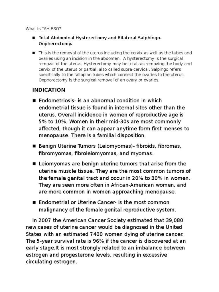 What Is TAH | PDF | Uterus | Reproductive System