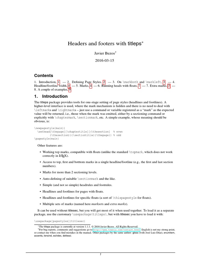 Headers and Footers With: Titleps | PDF | Parameter (Computer ...