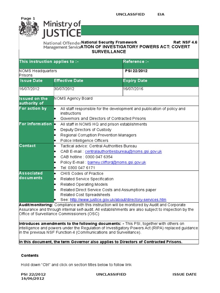 Intelligence - Regulation of Investigatory Powers Act: Covert ...