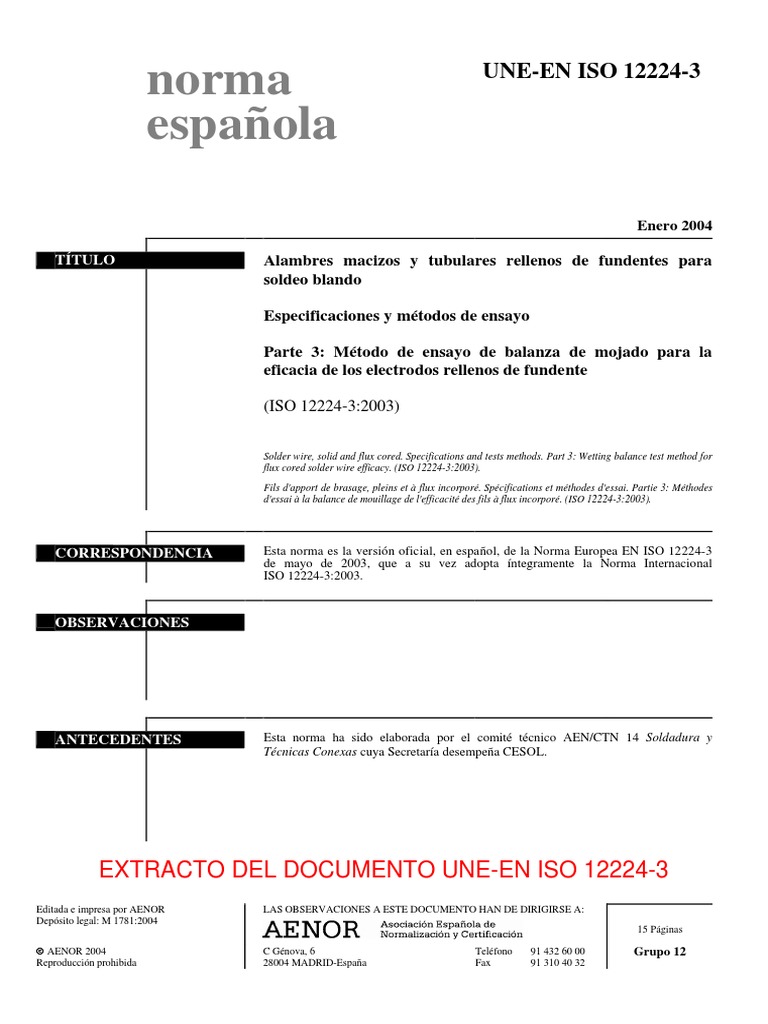 Une-En Iso 12224-32004 | PDF | Science | Tecnología (general)