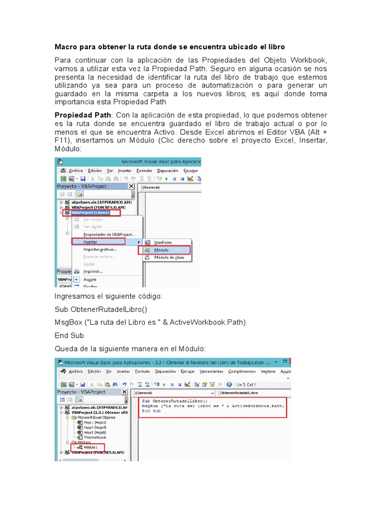 Obtener información sobre libros y hojas de Excel mediante propiedades del objeto Workbook | PDF ...
