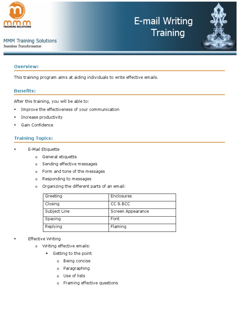 Email Writing Training | PDF