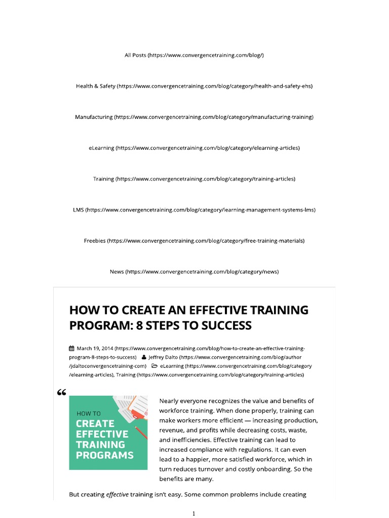 How To Create An Effective Training Program 8 Steps To Success | PDF
