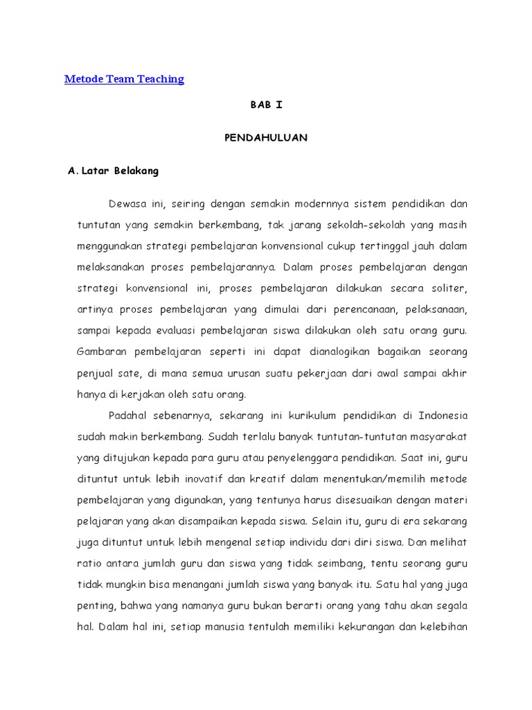 Metode Team Teaching Efektif | PDF | Karier & Perkembangan