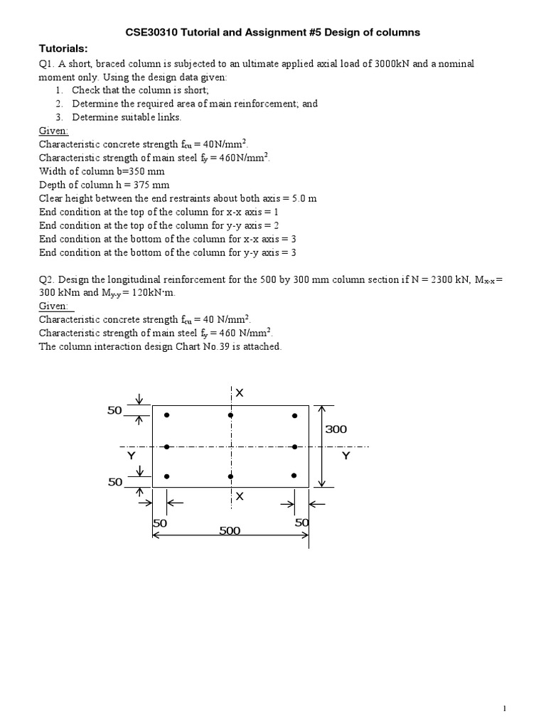 CSE30310 Tutorial and Assignment #5 Design of Columns Tutorials ...