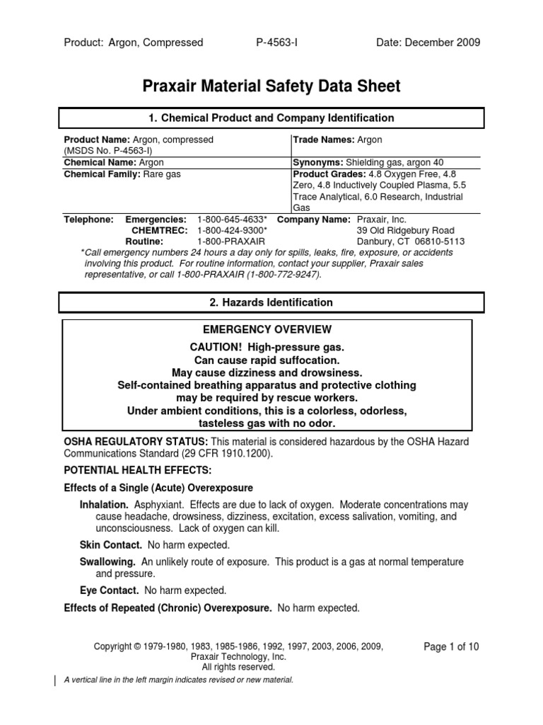 Argon Msds | PDF | Superfund | Personal Protective Equipment
