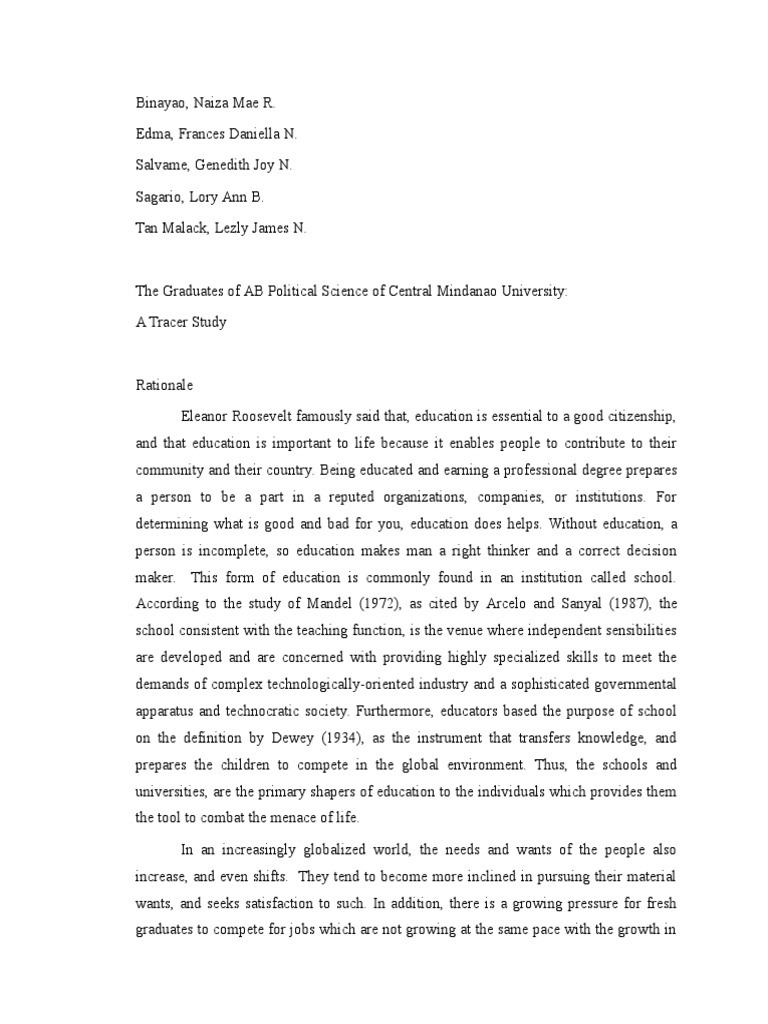 Tracer Study of AB Political Science graduates | Employment | Higher ...