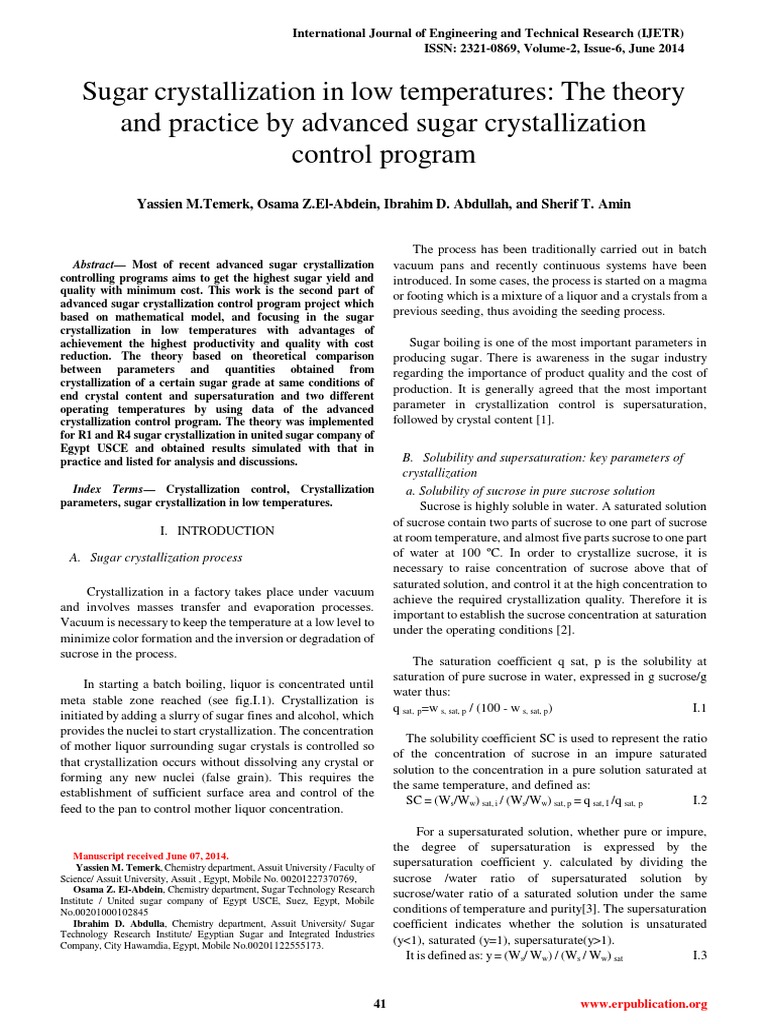 Sugar Crystallization in Low Temperatures: The Theory and Practice by ...
