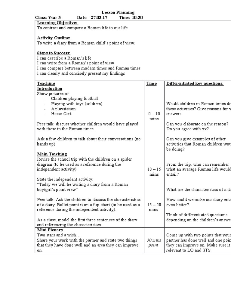 Lesson Plan | PDF | Lesson Plan | Roman Empire