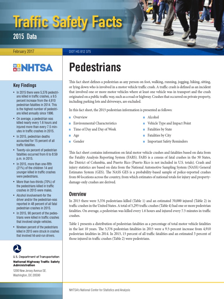 2015 US Pedestrian Traffic Fatalities Report | PDF | Road Traffic ...