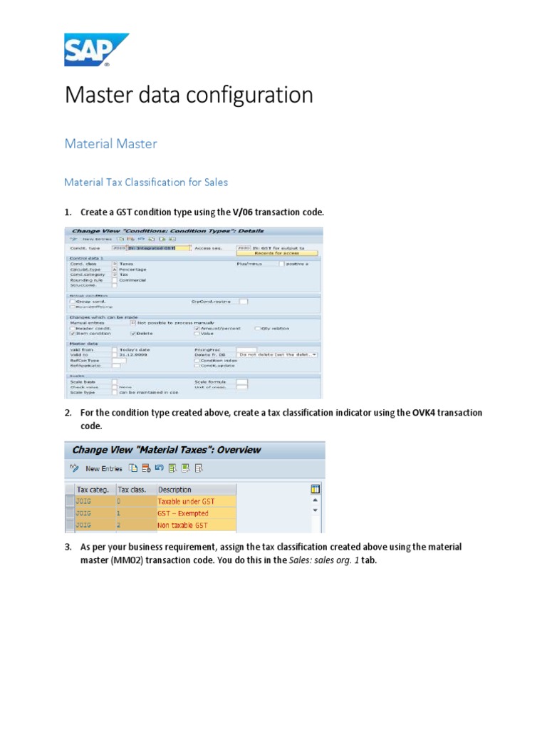 GST Master Data Config | PDF | Value Added Tax | Sap Se