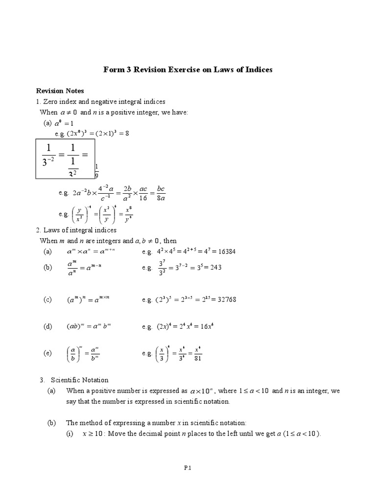 Laws of Indices | PDF | Notation | Mathematical Concepts