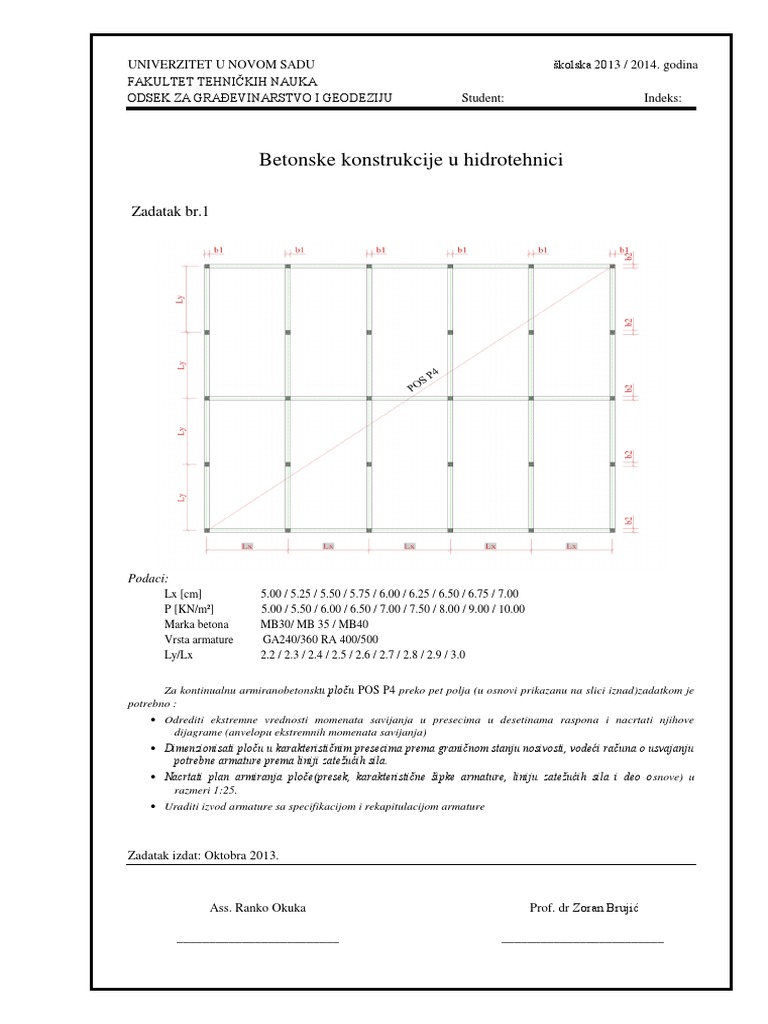 Ispitni Zadatak Betonske Konstrukcije | PDF