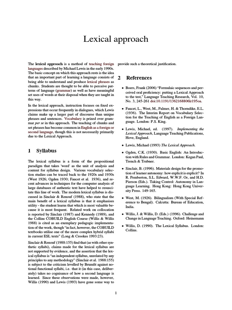 Lexical Approach: 2 References | PDF | Cognition | Semiotics