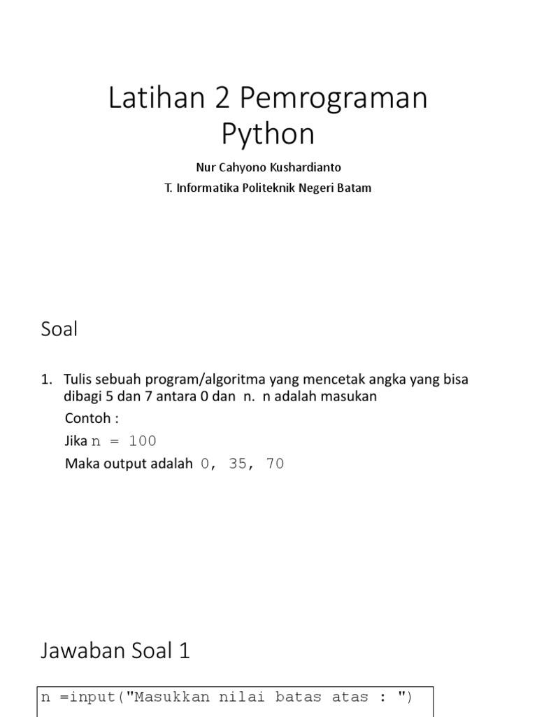 Latihan 2 Pyhton - Soal Jawab | PDF | Komputer Latihan 2 Pyhton - Soal Jawab | PDF | Komputer