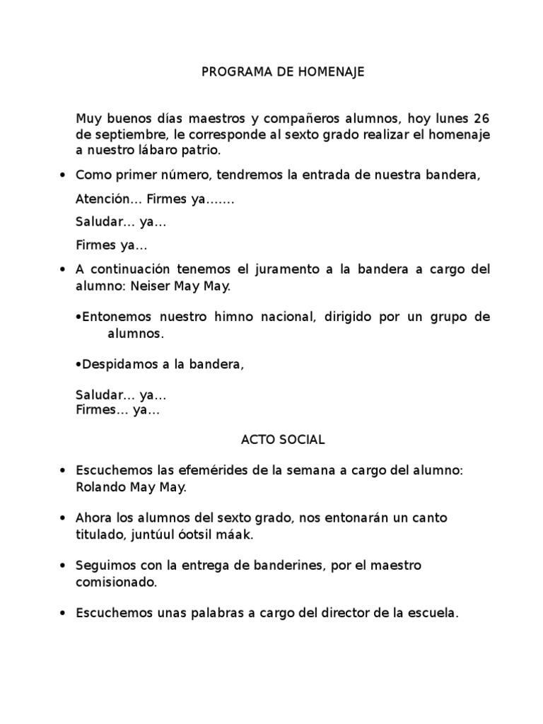 Programa de Homenaje | PDF