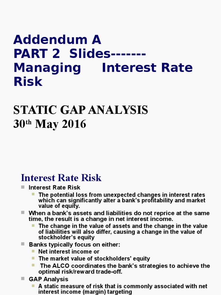 Analyzing Interest Rate Risk Through Static Gap Analysis | PDF | Option ...