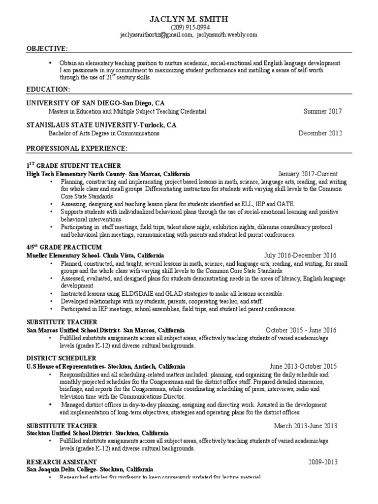 Resume-Jaclyn Smith Edjoin | PDF | Individualized Education Program | Teachers