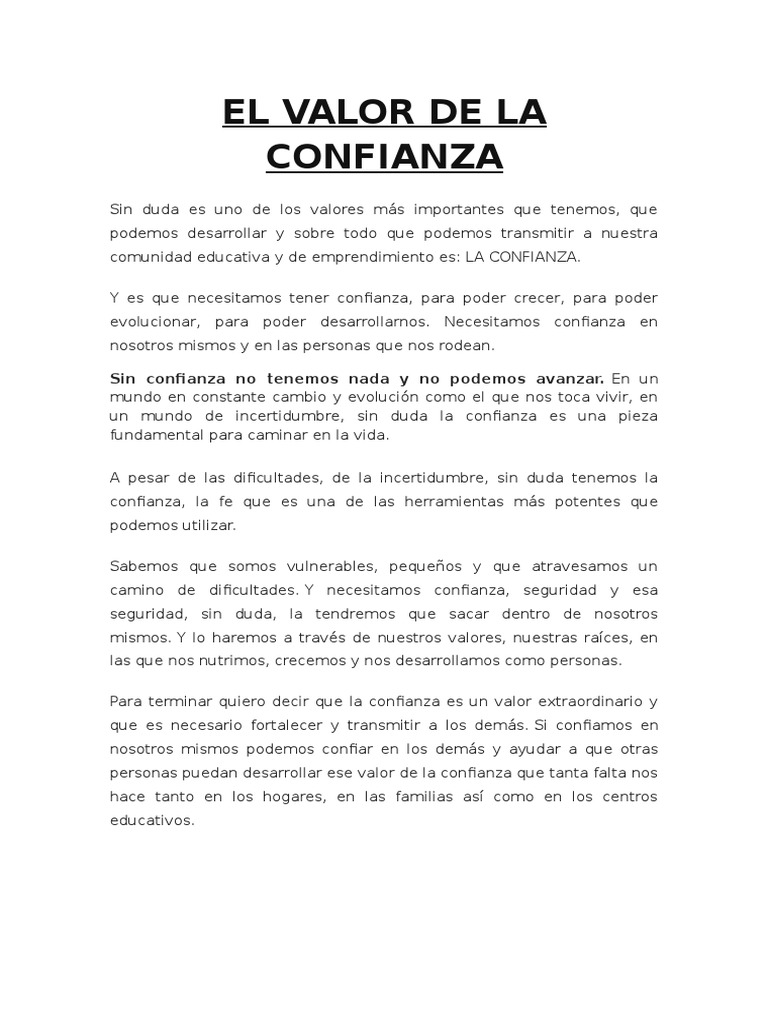 El Valor de La Confianza | PDF