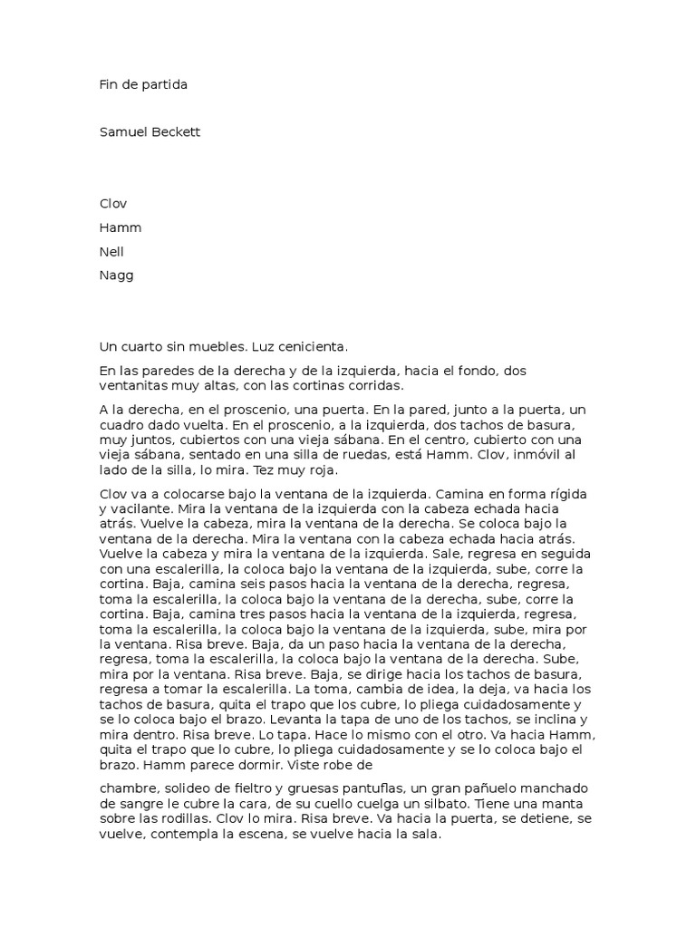Fin de Partida Samuel Beckett | PDF | Naturaleza