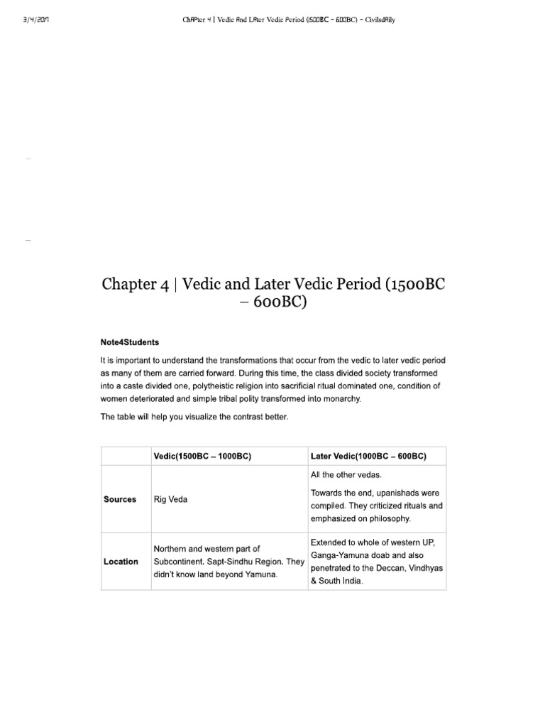 Vedic and Later Vedic Period PDF | PDF