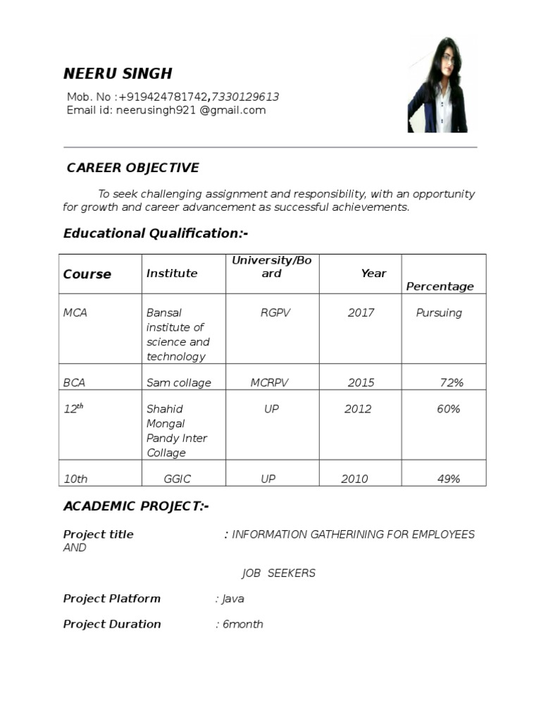 Neeru Singh: Career Objective | PDF