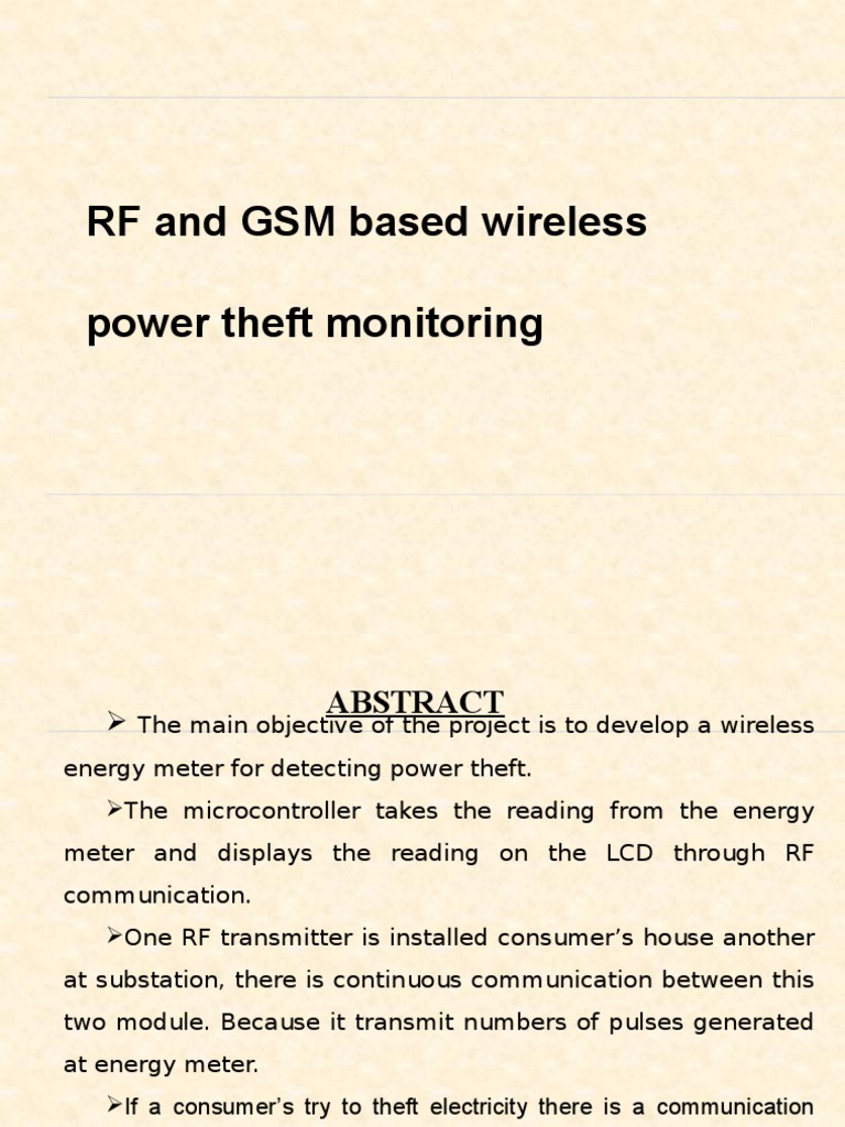 A Wireless Power Theft Detection System Using RF Communication and GSM ...