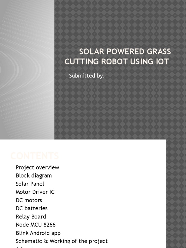 Solar Powered Grass Cutting Robot Using IoT | PDF | Magnetic Field ...