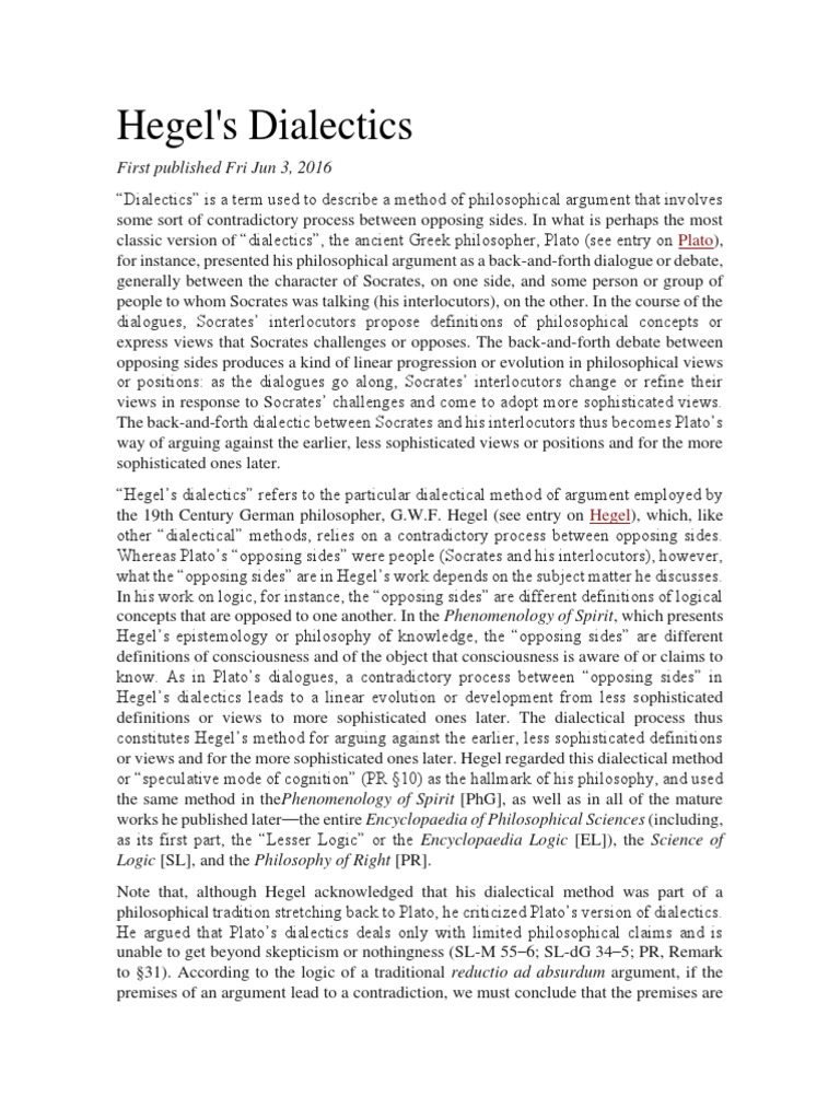 Hegel's Dialectics | Dialectic | Georg Wilhelm Friedrich Hegel
