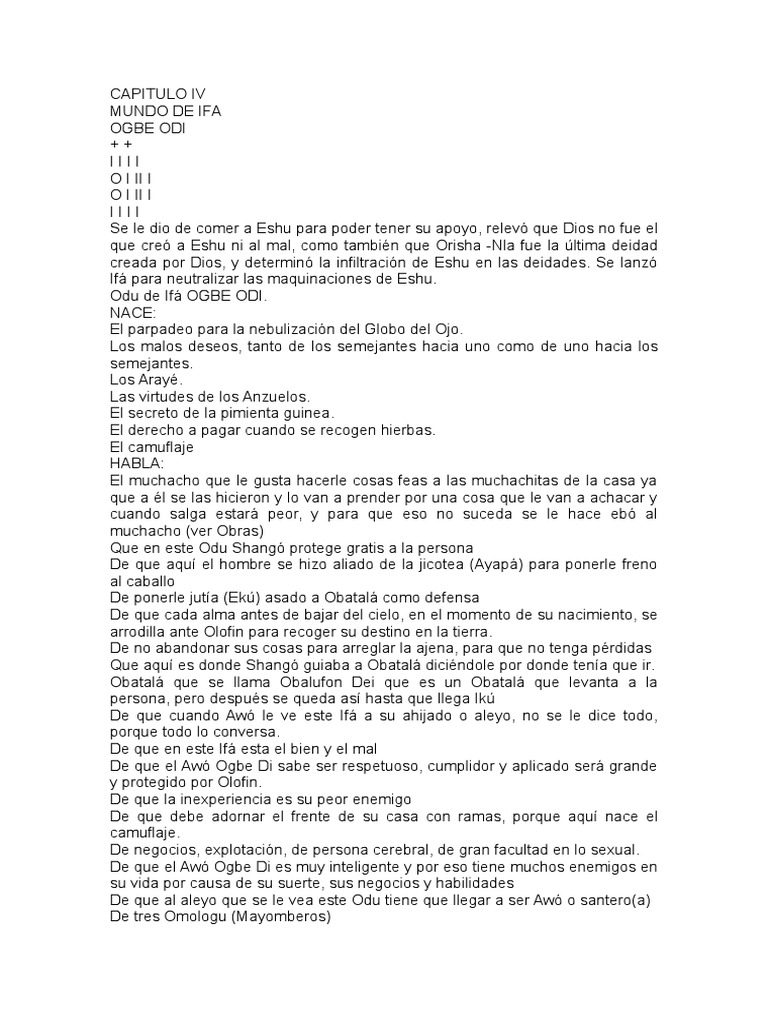 Mundo de IFA: El Odu Ogbe Odi y sus enseñanzas sobre la vida, la salud ...