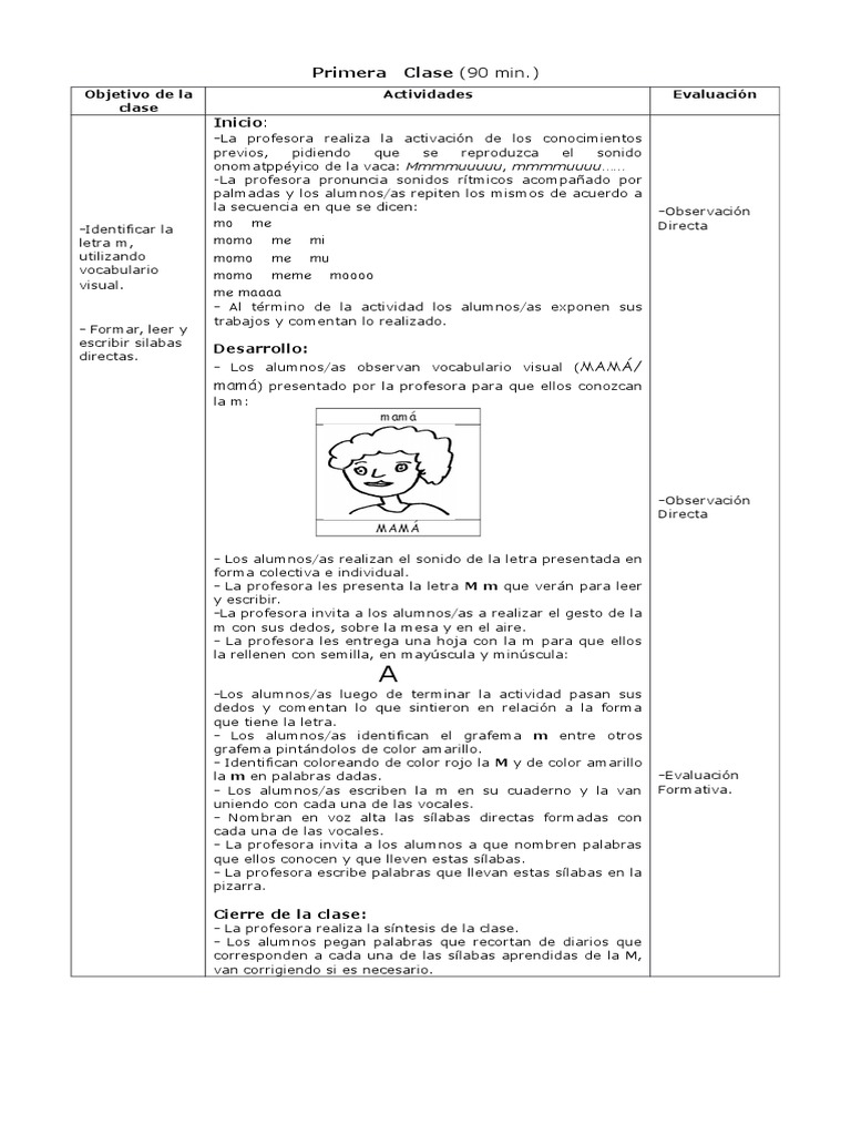 Plan de Clase LETRAS | PDF | Palabra | Sílaba