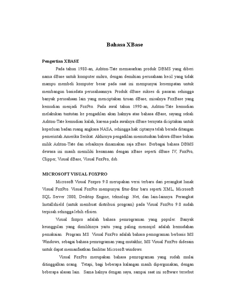 Bahasa XBase Di Lingkungan PC | PDF