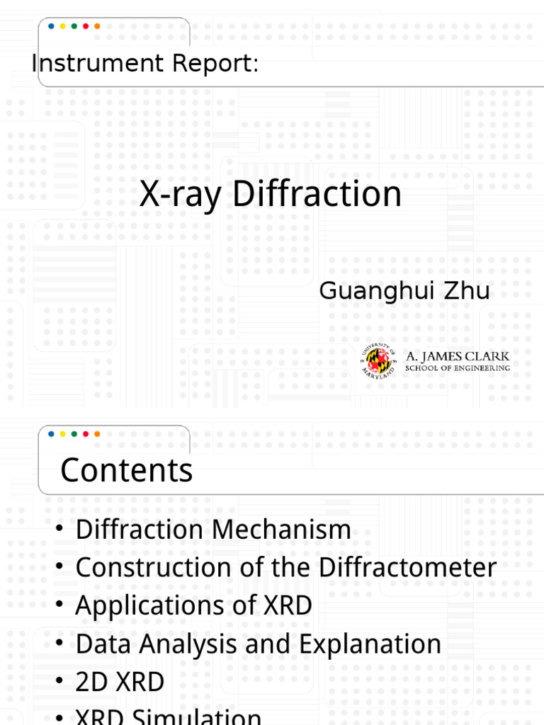 X-Ray Diffraction: Instrument Report | PDF | X Ray Crystallography ...