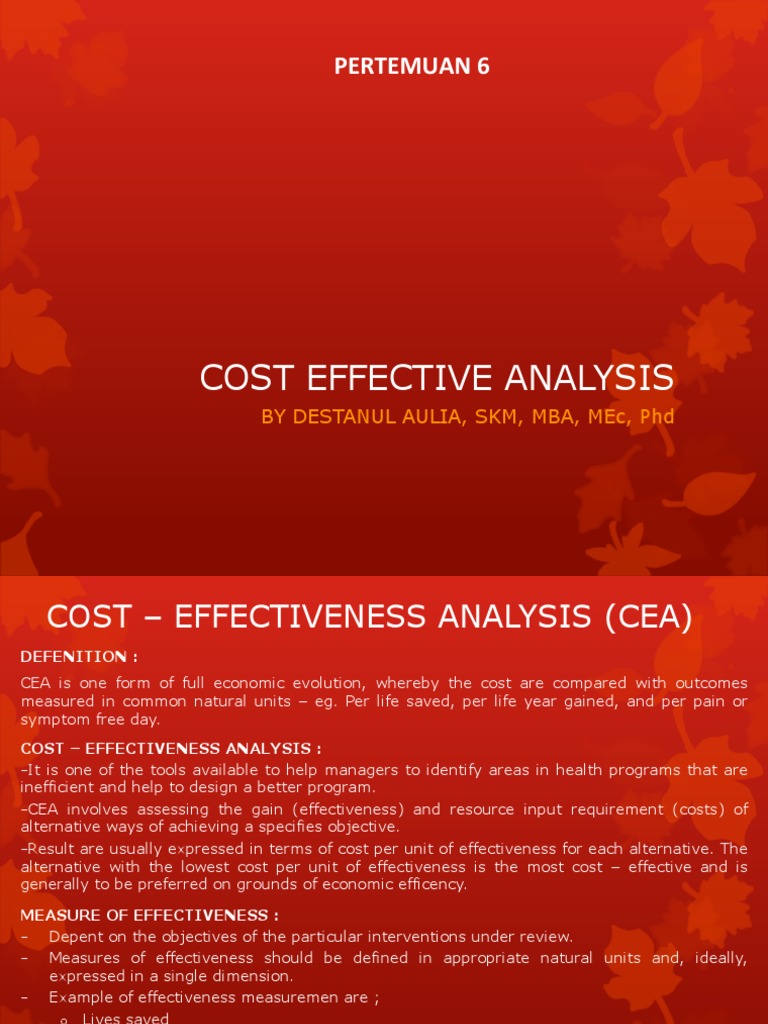 Cost - Effectiveness Analysis (CEA) | Download Free PDF | Sensitivity Analysis | Analysis