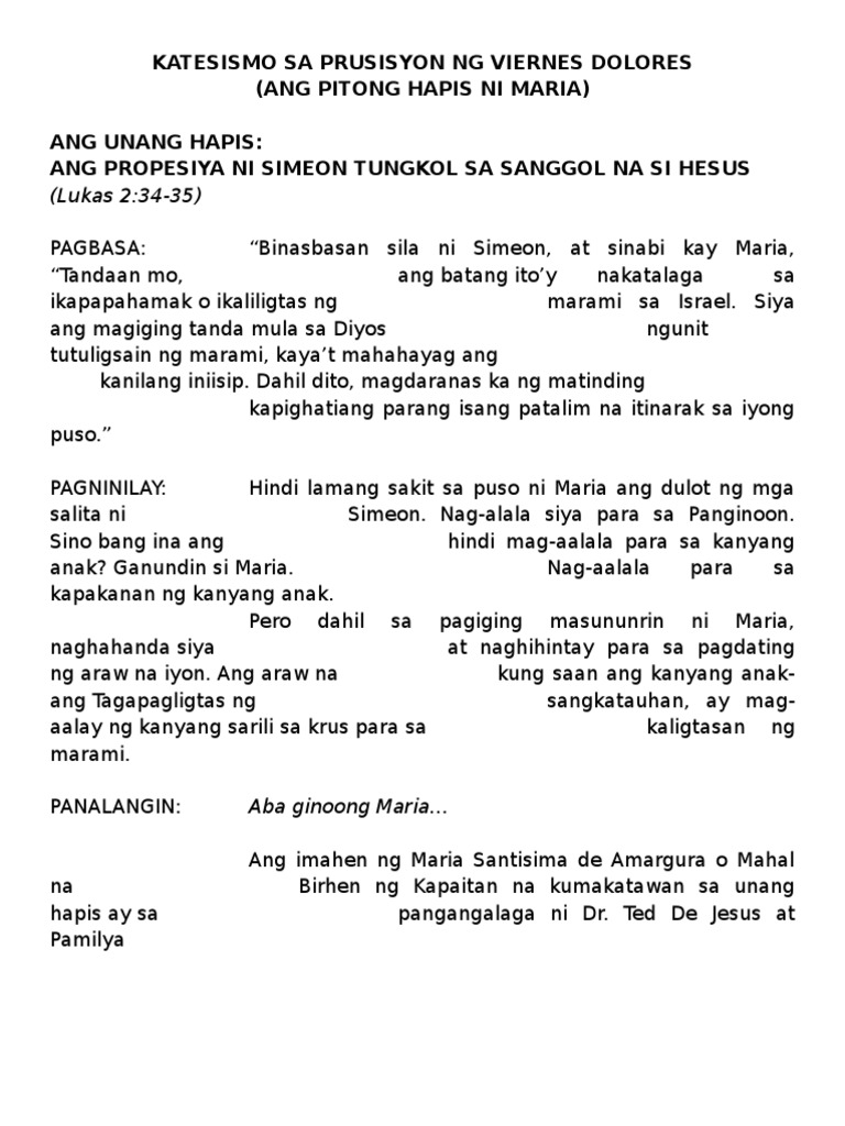 Katesismo Sa Prusisyon NG Viernes Dolores | PDF