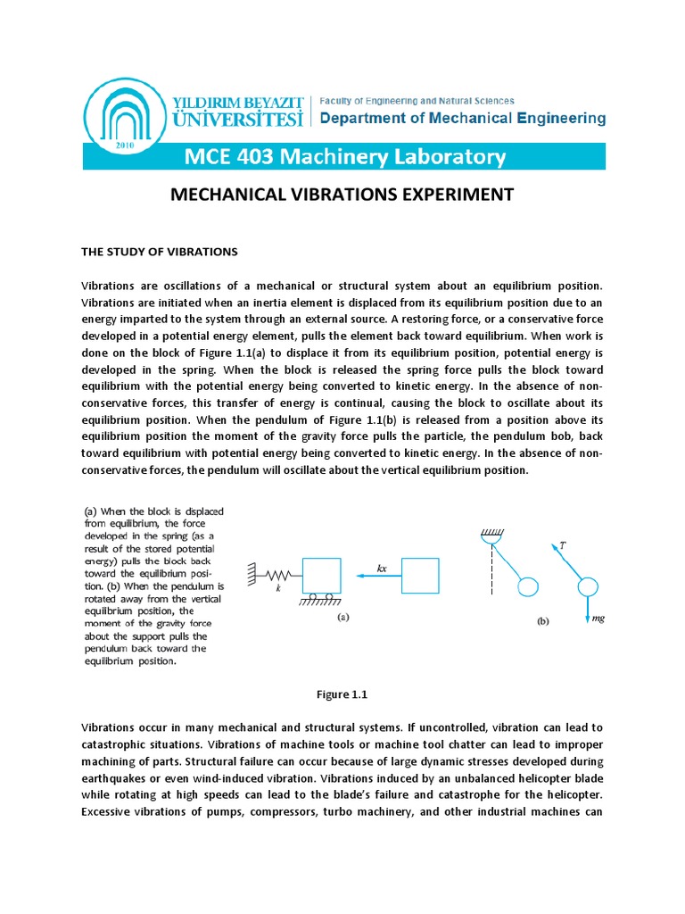 Mechanical Vibrations Experiment Leaf PDF | PDF | Oscillation | Resonance