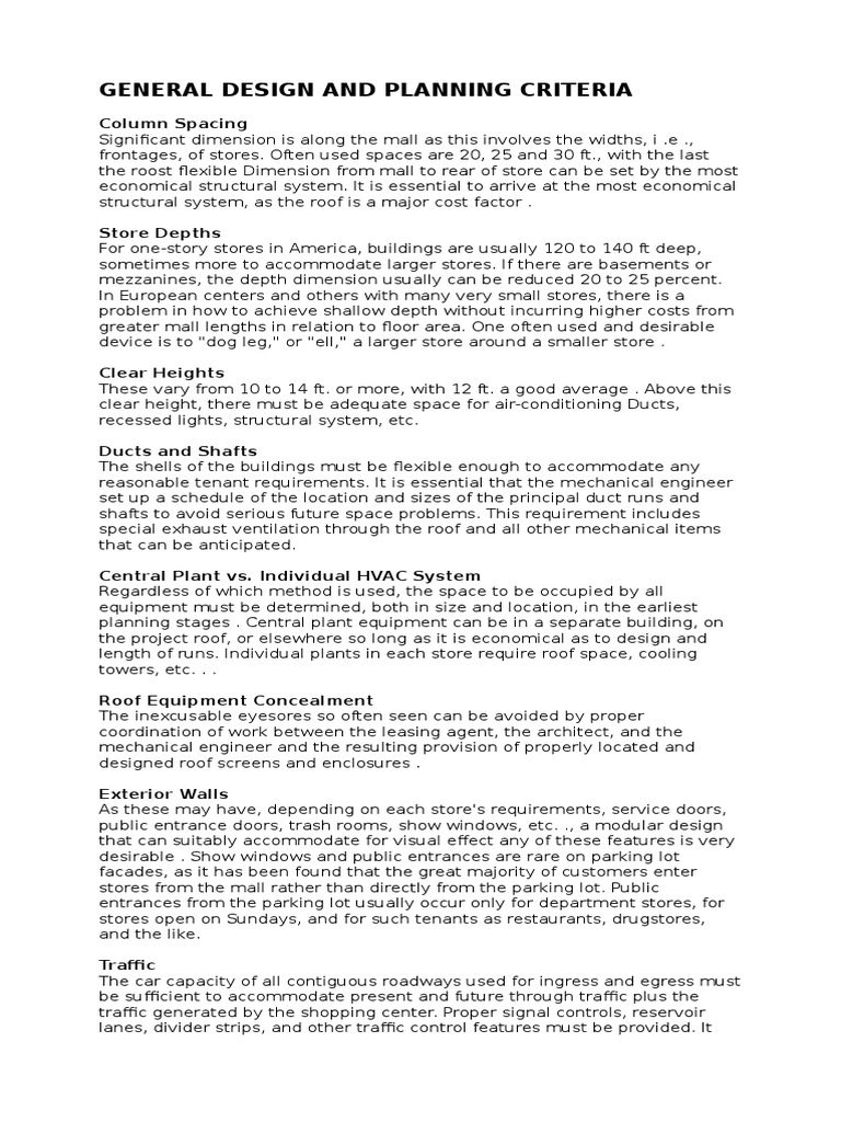 General Design and Planning Criteria | PDF | Parking Lot | Traffic