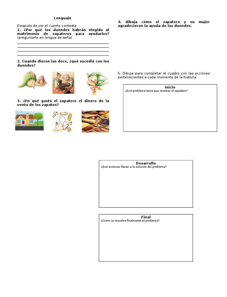 Los Duendes y El Zapatero Guía Con Imagenes | PDF