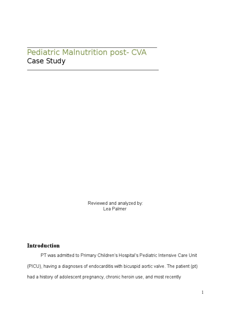 Pediatric Malnutrition post-CVA: Case Study | PDF | Stroke | Malnutrition