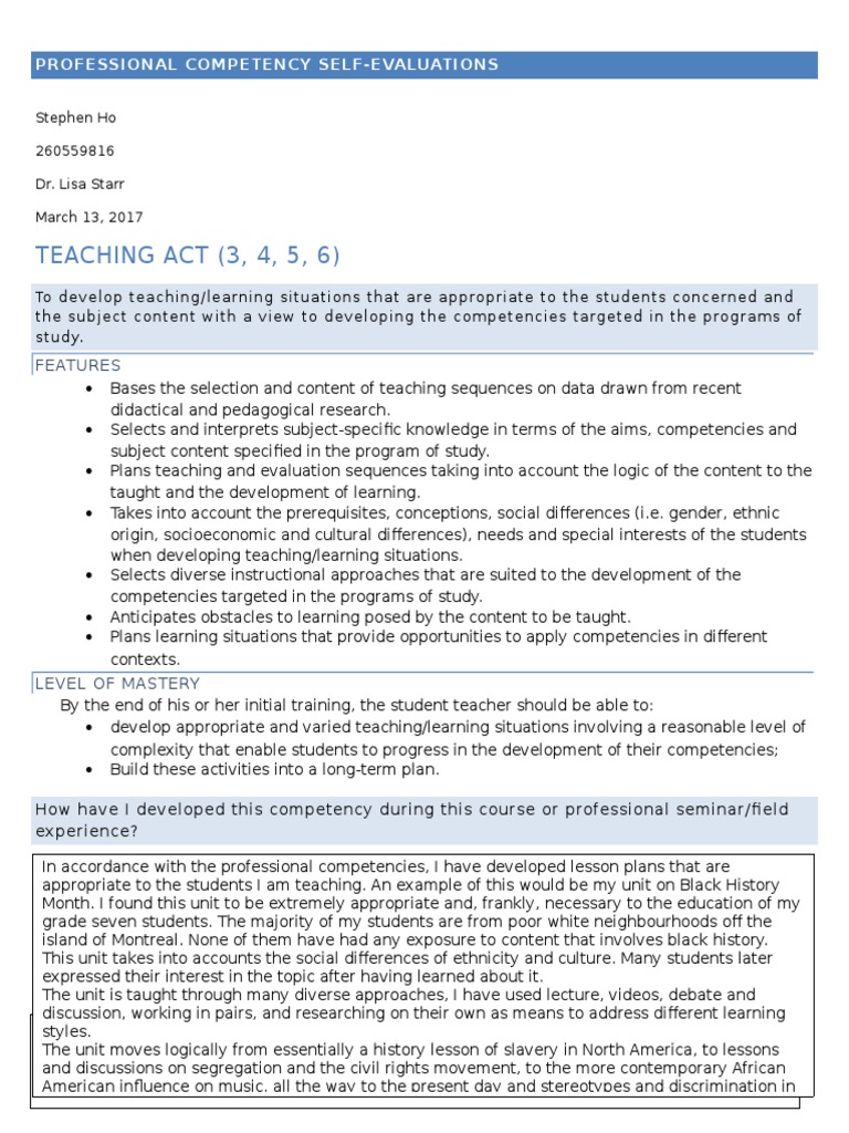 Professional Competency Stephen Ho | PDF | Educational Technology ...