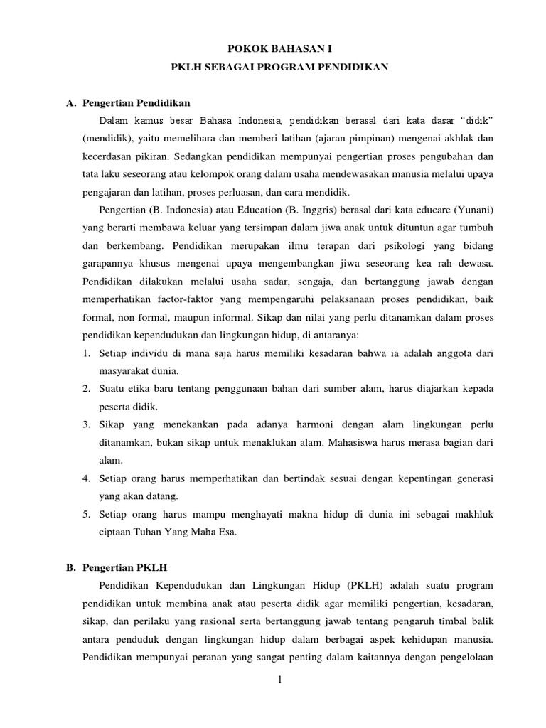 Materi PKLH Lengkap | PDF
