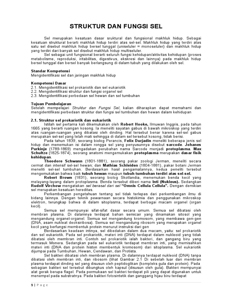 Struktur Dan Fungsi Sel Bio 1 | PDF