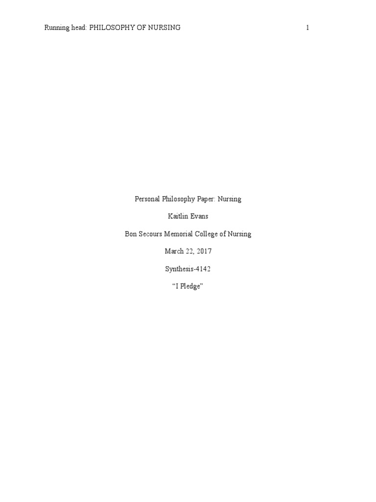 Personal Philosophy of Nursing | PDF | Value (Ethics) | Compassion